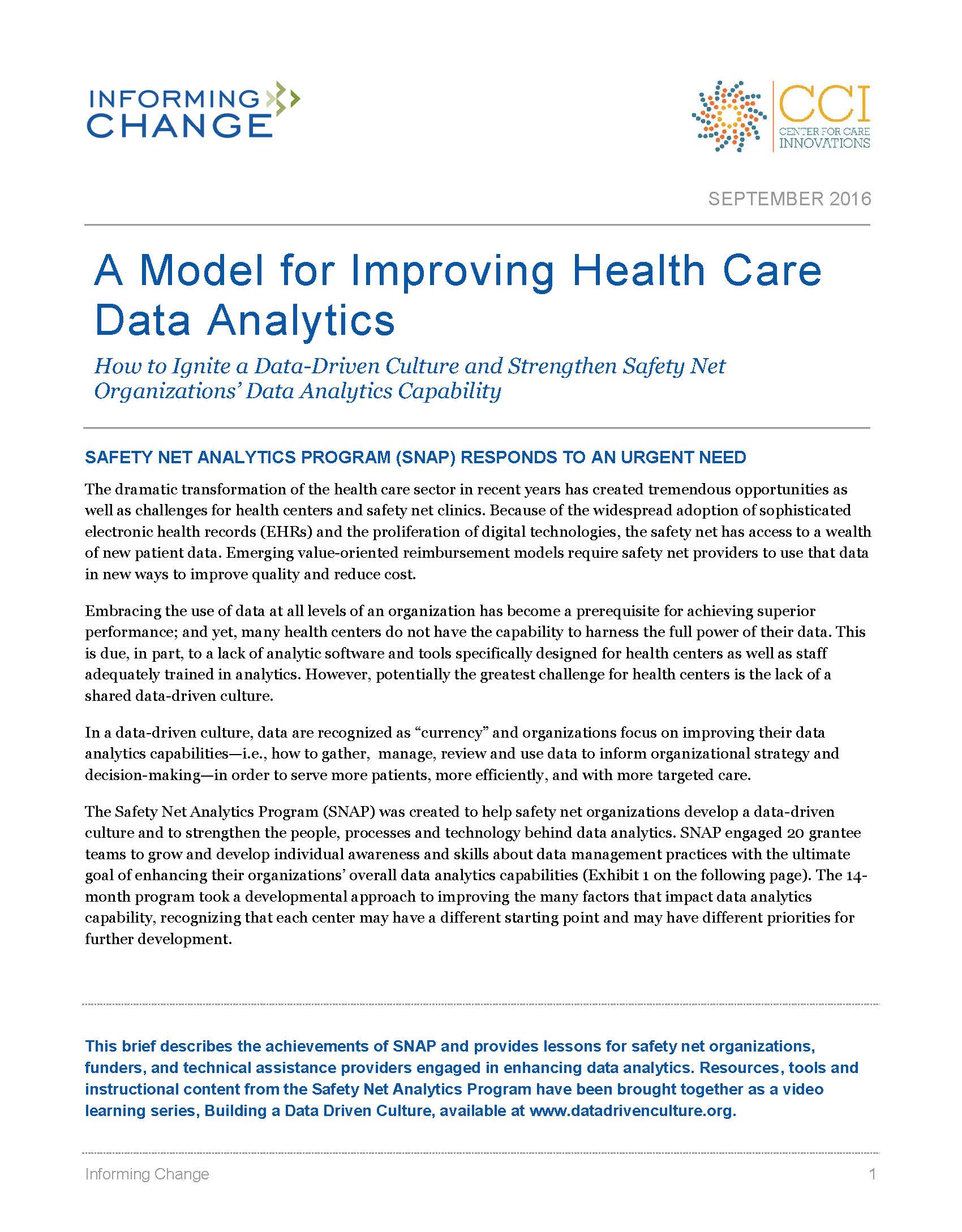 Tools for Building a Data-Driven Culture - Informing Change Tools for Building a Data-Driven Culture - Informing Change